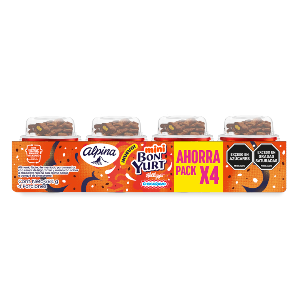 Mini Bonyurt Alpina Chocorramo Ahorra Pack X 4 Unidades 384gr Superboom