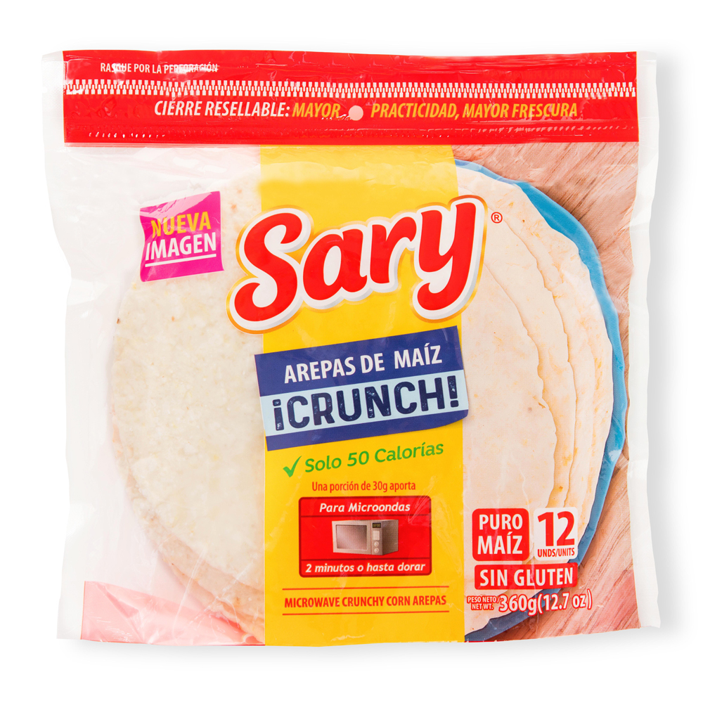 Arepas Maiz Sary Crunch 12 Unidades 360Gr | SuperBooM