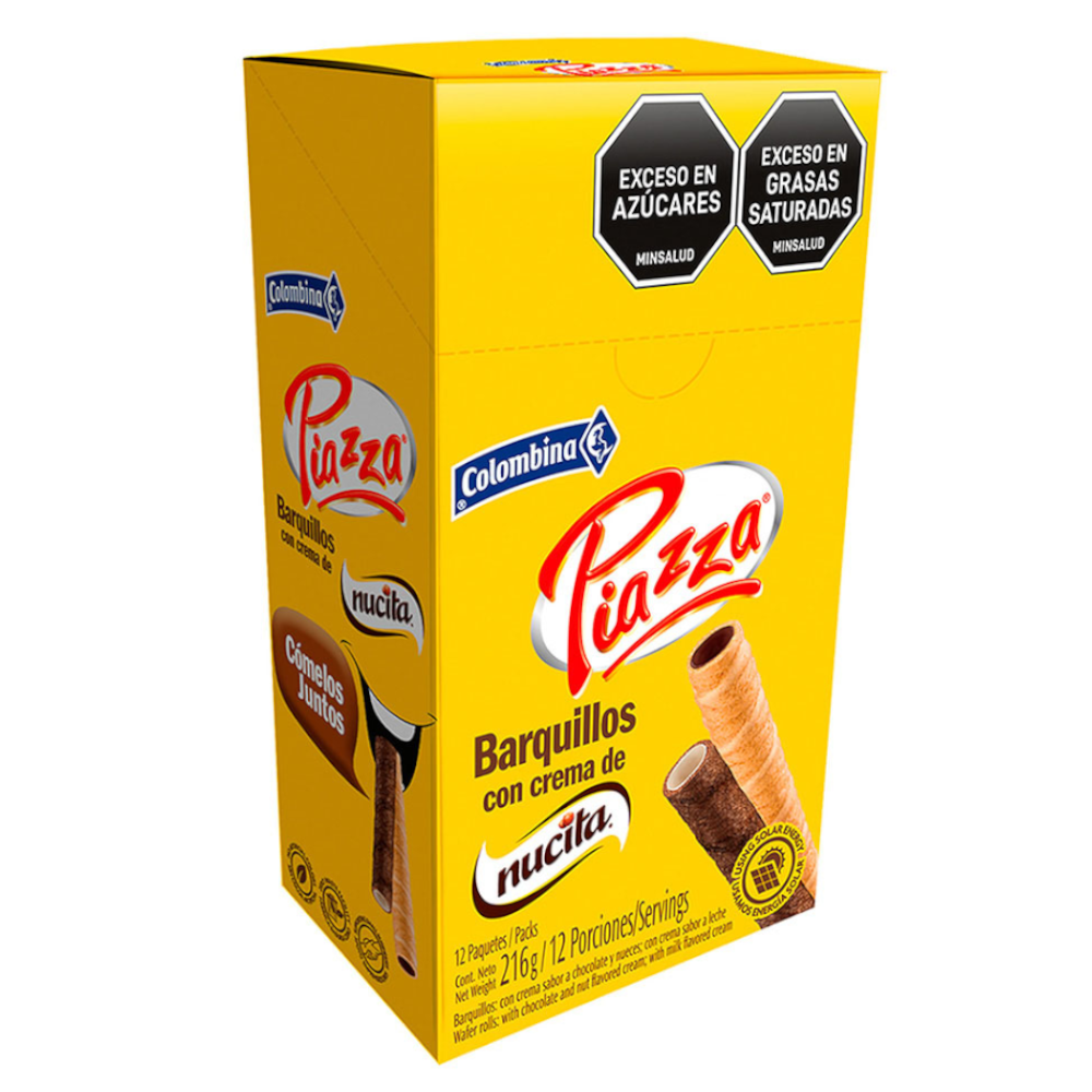 Barquillos Piazza Nucita 12 Unidades 216Gr | SuperBooM