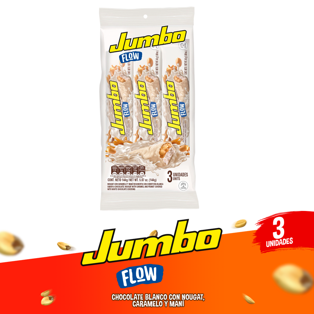 Chocolatina Jumbo Flow Blanca 3 Unidades 144Gr | SuperBooM