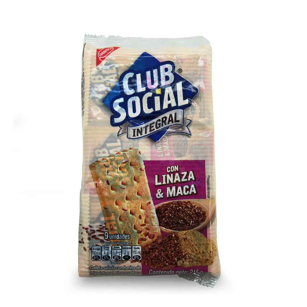 Galleta Club Social Integral Linaza 216Gr | SuperBooM