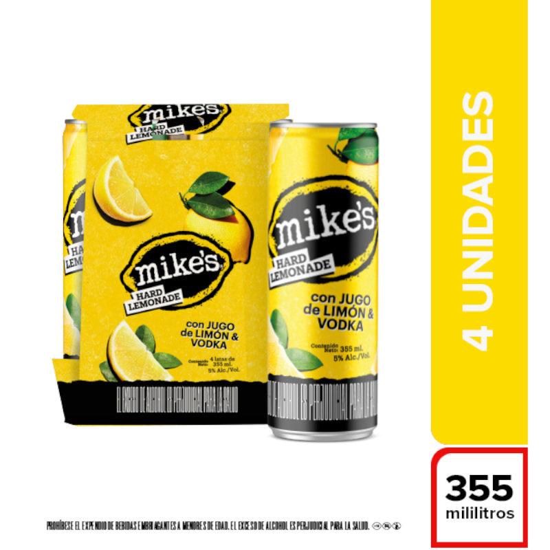 Limonada Mike's Con Jugo De Limón Y Vodka Lata 4 Unidades 1420Ml ...