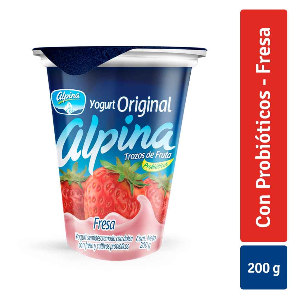 Yogurt Alpina Original Fresa Vaso 200Gr | SuperBooM