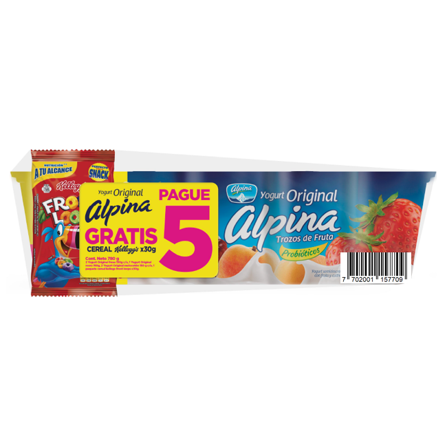 Yogurt Alpina Original Surtido 150Gr 5 Unidades Gratis Cereal | SuperBooM
