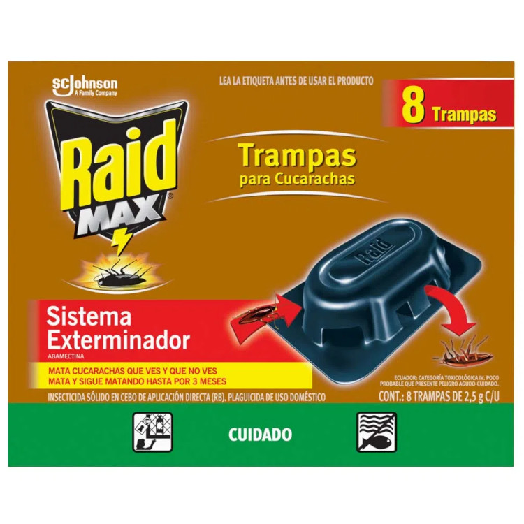 Insecticida Raid Max Trampas 8 Unidades 2.5Gr Cada Uno | SuperBooM