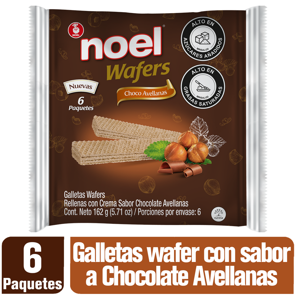 Galletas Wafers Noel Choco Avellana 6 Paquetes 162Gr | SuperBooM
