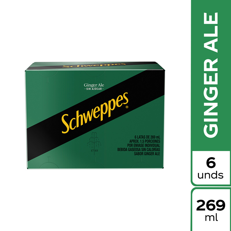 Ginger Ale Schweppes Sin Azúcar 6 Unidades 269Ml | SuperBooM