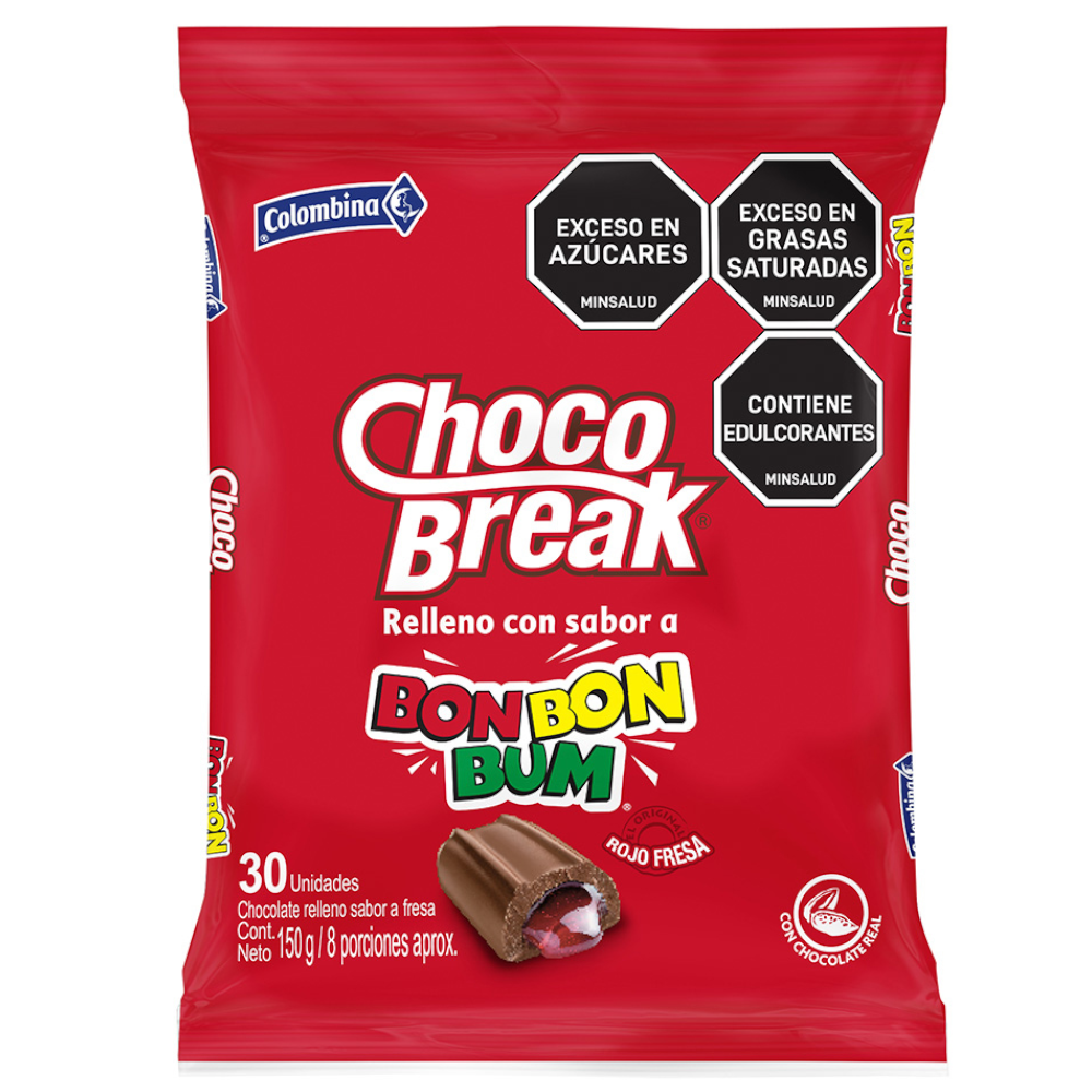 Chocobreak Relleno Sabor A Bon Bon Bun Bolsa 30 Unidades | SuperBooM