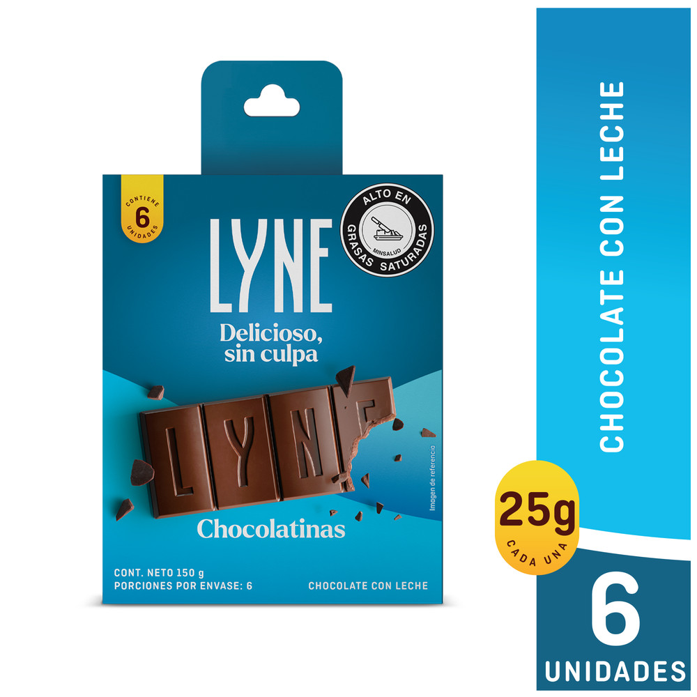 Chocolatina Con Leche Lyne Paquete 6 Unidades 150Gr | SuperBooM