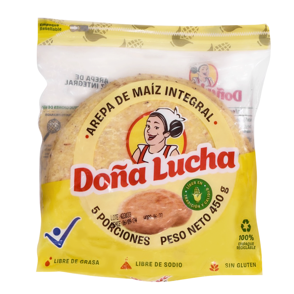Arepa Maíz Integral Doña Lucha 5 Unidades 450Gr | SuperBooM