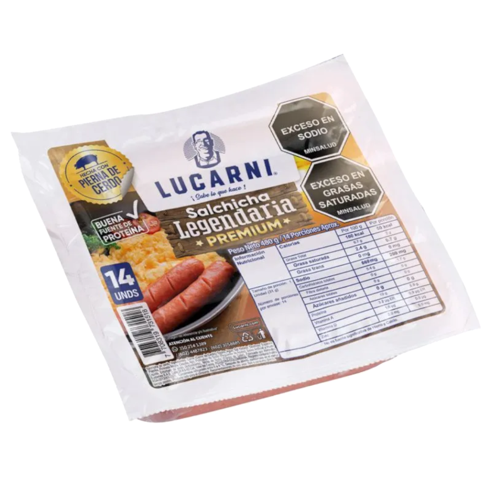 Salchicha Legendaria Lucarni 14 Unidades 480Gr | SuperBooM