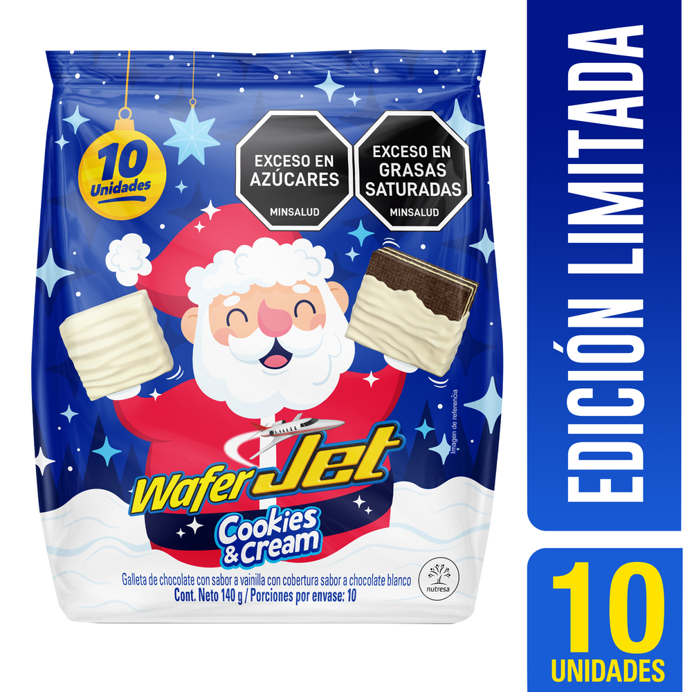Galletas Wafer Jet Noel Navidad Cookies Y Cream 10 Unidades 140Gr ...