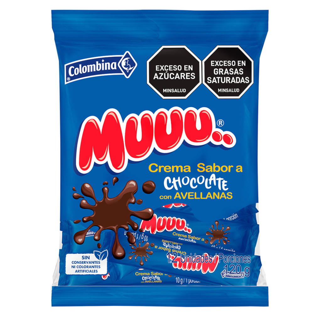 Crema Sabor A Chocolate Muuu Colombina 12 Unidades 120Gr | SuperBooM